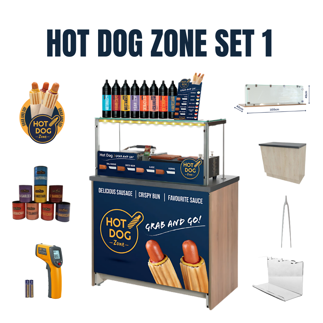Hot Dog Zone Set 1 - Shop Counter & Large Glass Cover (100 cm) with LED ...